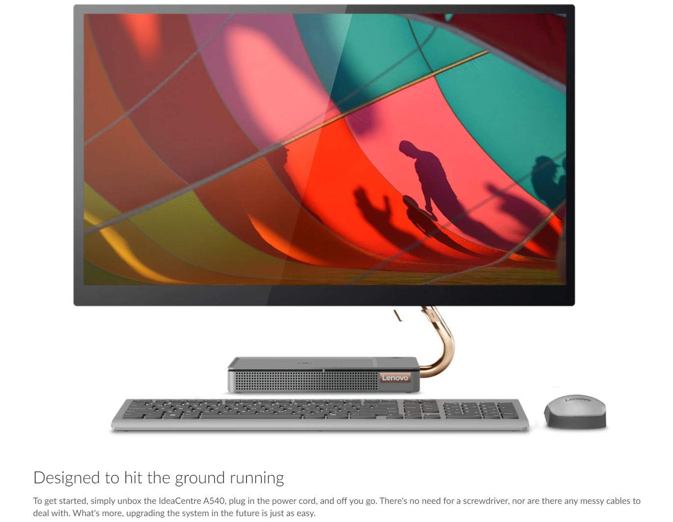 Lenovo Ideacentre 27" QHD Touchscreen All-in-One PC with 16GB DDR4 RAM, 512GB PCIe SSD, Intel 8 Core i7-9700T Processor up to 4.3 GHz, Windows 10 Home
