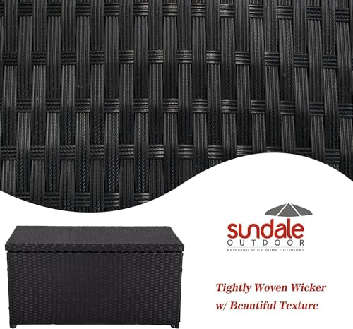 Sundale Outdoor Storage Box, 60 Gallon Patio Deck Boxes with Hinged Lid, Outdoor Wicker Cushion Storage Container Bin Chest for Cover, Pillow, Towel - Steel Frame, Classic Black