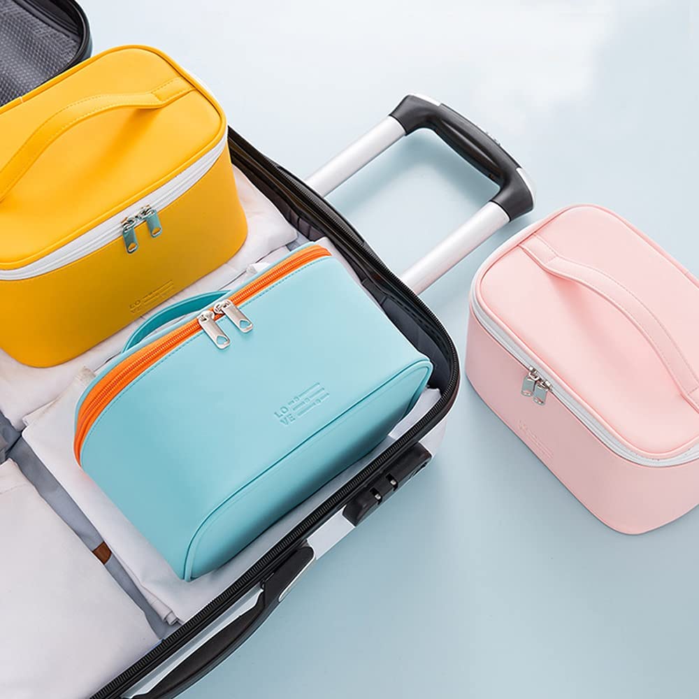 Meiyuuo Makeup Bag Cosmetic Bags Small for Women Ladies Zipper Pouch Makeup Organizer Waterproof Cute (Bright Yellow)