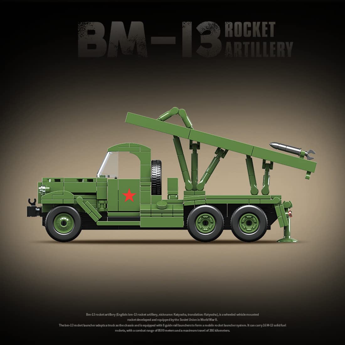 Russian Katyusha BM-13 Multiple Rocket Launcher Tank Building Set, 731 Pieces Military Weapon Tank Building Blocks Tank Compatible with Lego Bricks