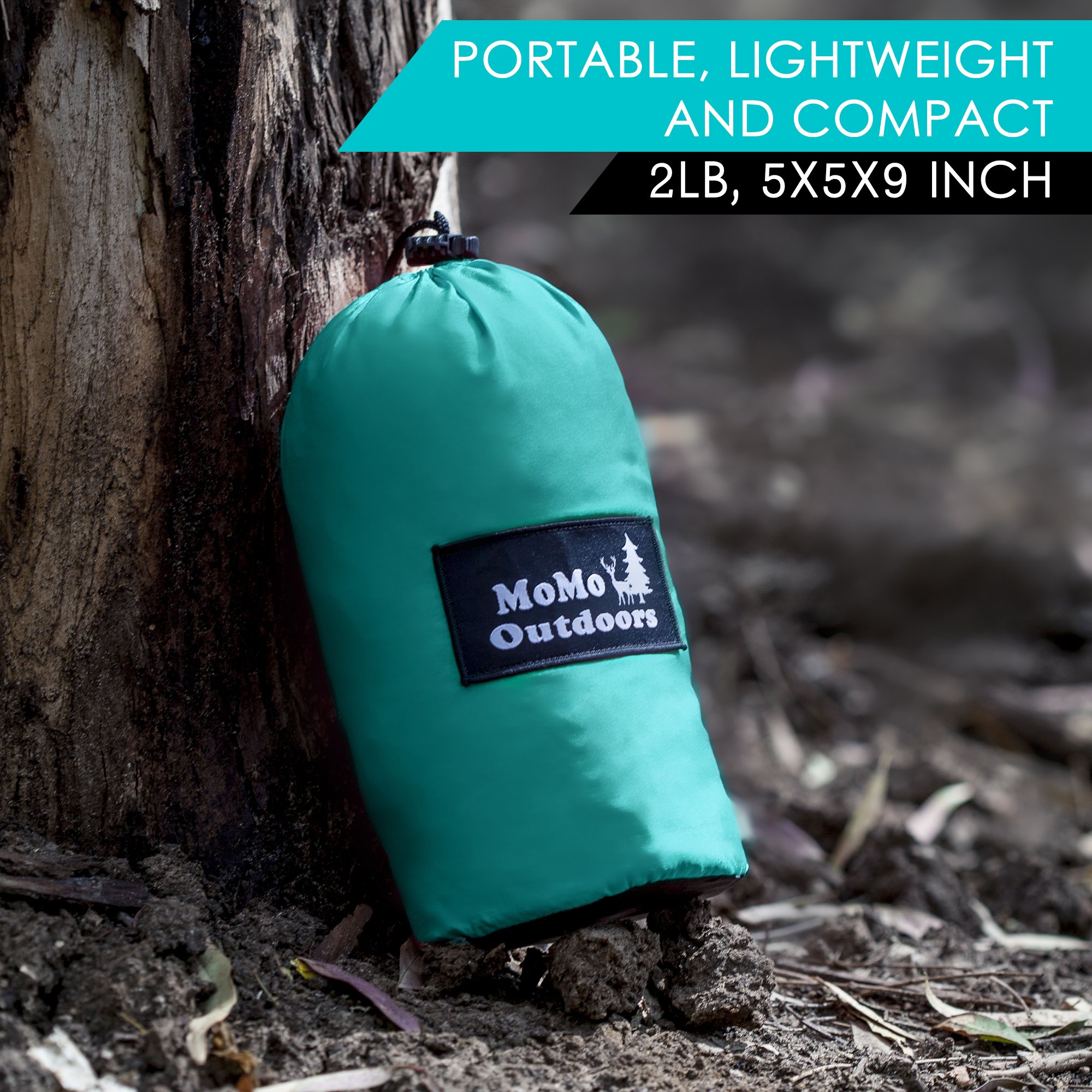 Lightweight Double Camping Hammock - Adjustable Tree Straps & Ultralight Carabiners Included - Two Person Best Portable Parachute Nylon Hammocks for Hiking, Backpacking, Travel & Backyard - Easy Setup