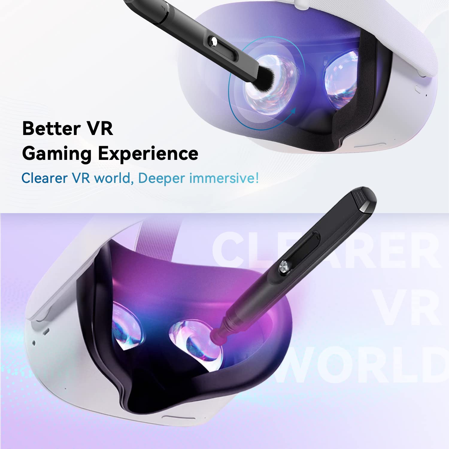 Lens Cleaning Pen and Lens Cover Compatible with Quest 2 Pro Quest 3 Apple Vision Pro, Optical Lens Dust and Fingerprint Cleaning for Valve Index PSVR 2 HTC Vive Pico4 VR Headset, DJI Drone, Cameras