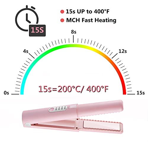 JMFONE Cordless Hair Straightener, Mini Cordless Flat Iron 2 in 1, Portable USB-C Rechargeable 5000mAh Battery, Ceramic Plate, Quick Heat & 3 Adjustable Temp,Travel Size Preferred for Women Girl