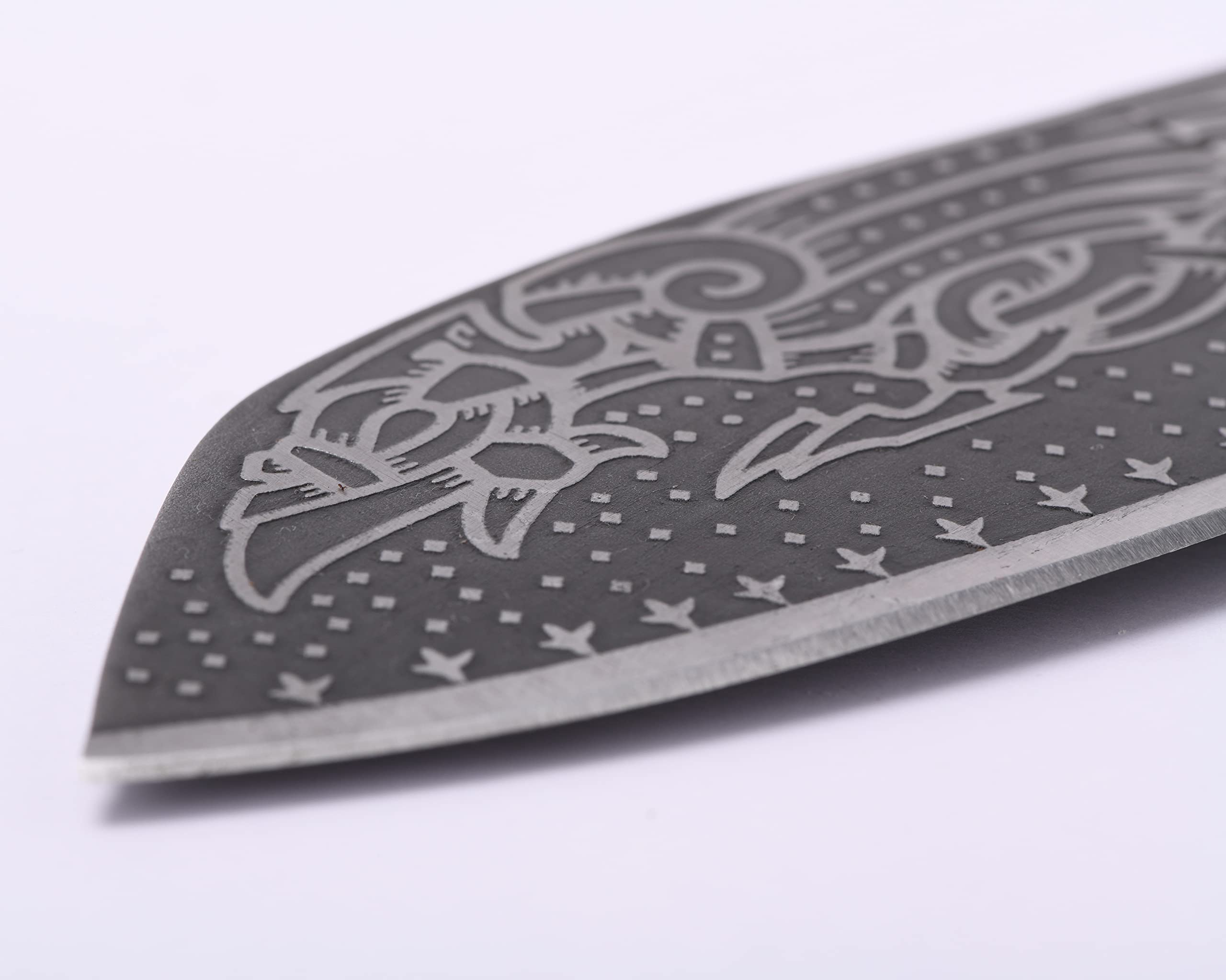 VikingsBrand Norse Viking-styled Knife - Huginn & Muninn Hand Forged Knife with Raven Engraving, Ergonomic Ash Wood Handle & Genuine Leather Sheath Holder - 4.7" Long Blade, 4.3" Handle
