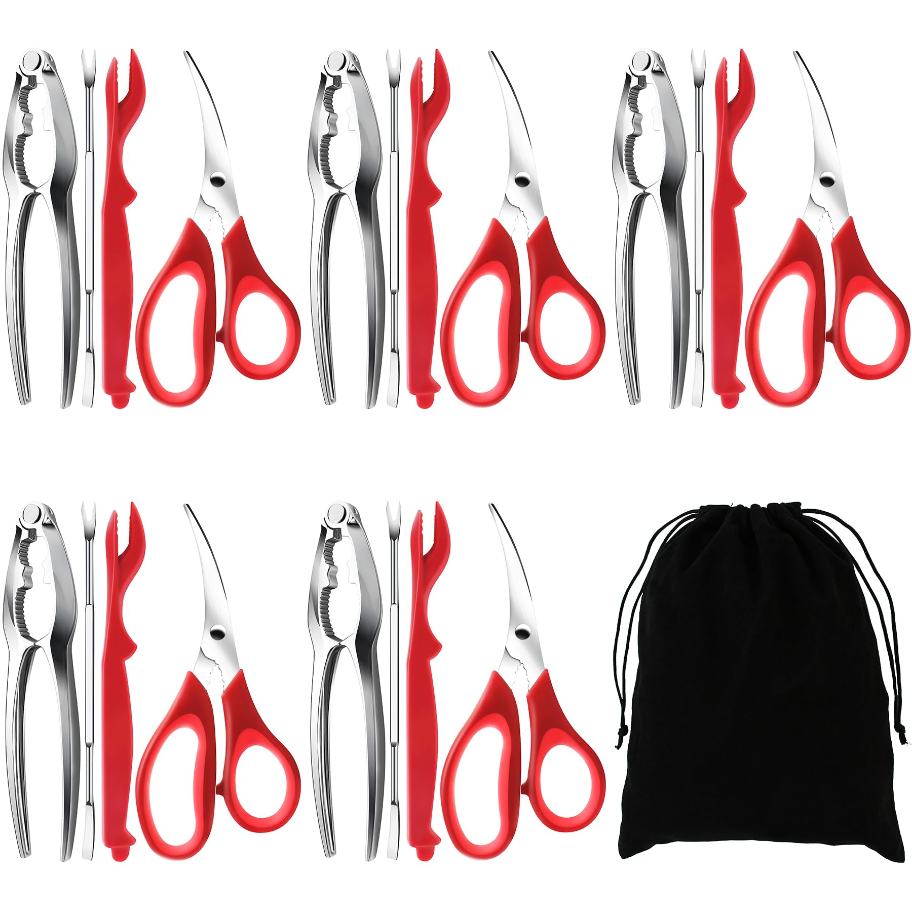 Seafood Crab Crackers and Tools, 21 Pcs Crab Leg Crackers Tools, Lobster Crackers and Picks Set, Crab Utensils Seafood Tools, Crab Forks Scissors Lobster Shellers, mobzio Nut Cracker Set for Crab Legs