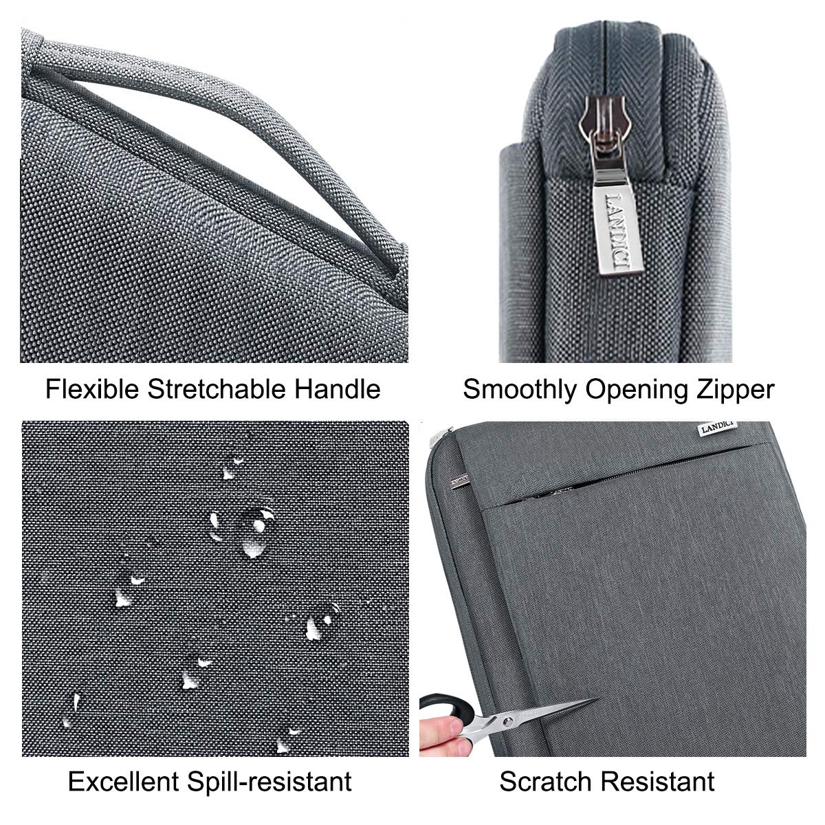LANDICI 360° Protective Laptop Sleeve 13-14 Inch, Computer Bag Carrying Case for MacBook Air 13 M1/2022 M2, MacBook Pro 13/14 2021, Chromebook 14, Slim, Shockproof, Waterproof, Grey