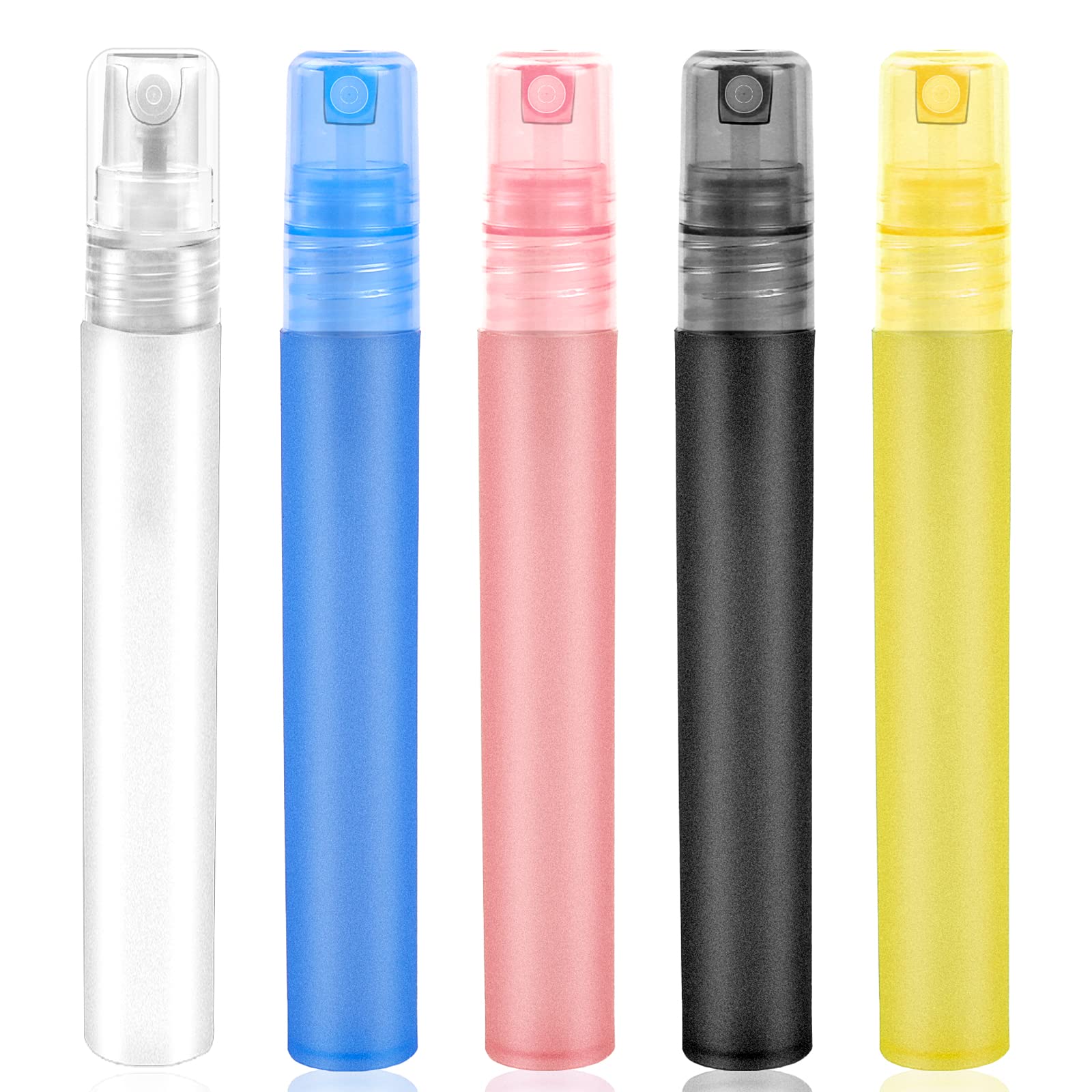 Vin Beauty 5pcs Perfume Atomizers Refillable, Plastic Mini Spray Bottles for Travel Mister Small Empty Spritzer Bottles Sample Containers for Hair Face Plants Multicolor