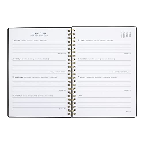 Letts Celebrate Weekly/Monthly Planner, 12 Months, January to December, 2024, Gold Twin-Wire Binding, A5 Size, 8.25" x 5.875", Multilingual, Grey (C082184-24)