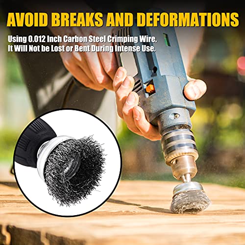 TILAX Drill Wire Brush End Brush Set 6 Piece, Wire Brushes for Cleaning 1/4 Inch Arbor 0.012 inch Coarse Carbon Steel Crimping Wire Wheel, Paint-Surface and Small Spaces Can be Treated.