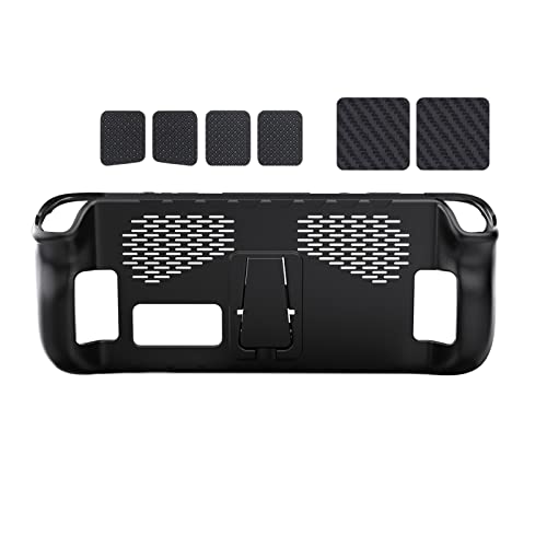 Protective Cover Protection Non-Slip Game Console TPU Cover Protector with Stand Base Stickers for Steam Deck Black