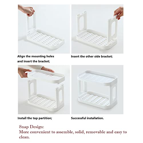 XUDAUP Bathroom Countertop Organizer 2 Tier Plastic Bedroom Desktop Storage 2PACK Shelf Vanity Counter Top Rack Perfect for Bedroom Washroom Office School Kitchen (White)