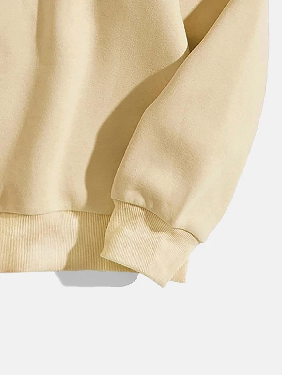 Meladyan Basic Solid Fleece Drop Shoulder Sweatshirt Oversized Premium Crewneck Long Sleeve Pullover Jumper Top Vintage Apricot