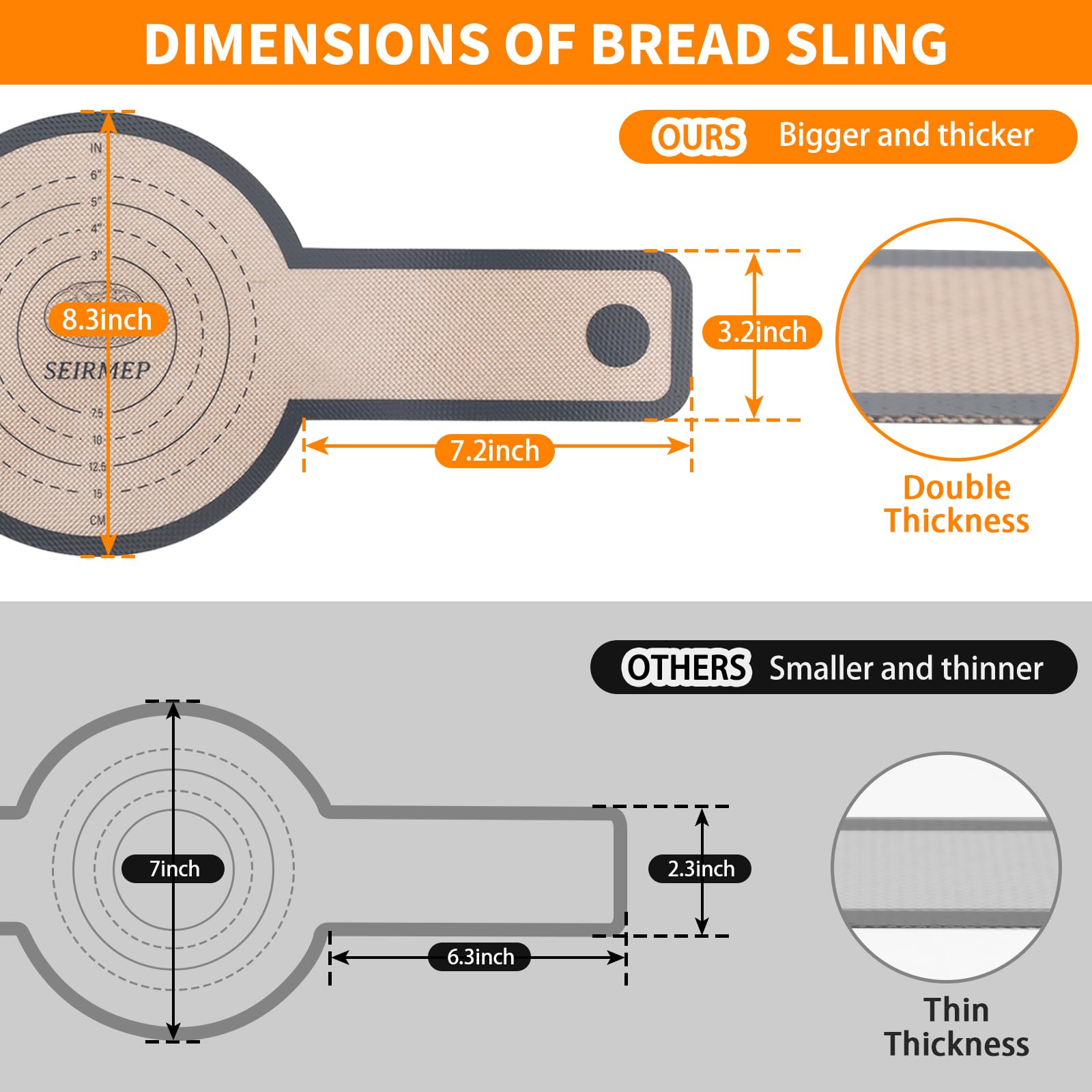 Silicone Bread Sling, Non-Stick & Reusable,Silicone Baking Mat For Dutch Oven, Sourdough Silicone Bread Sling with Long Handles, Bread Mat Easy to Clean& Transfer(2 PCS)