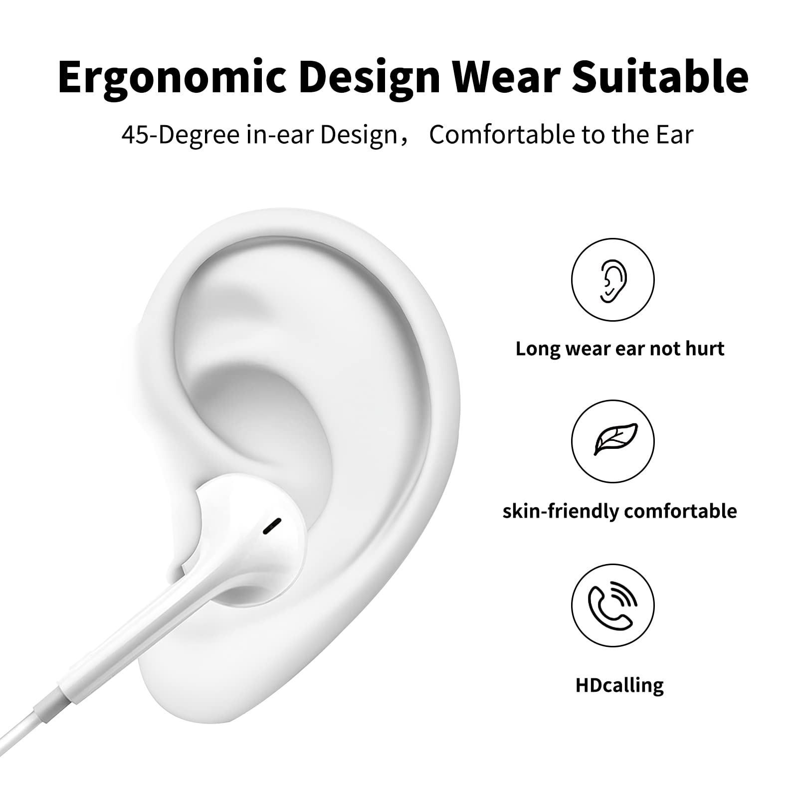 Togkun Wired Headphones,in-Ear Headphones with Microphone, Earbuds Built-in Call Volume and Control Button, Compatible with 6/6Plus/6S/6SPLUS/Android/iPad/Laptop and Most 3.5mm Jack Devices(2 Pack)