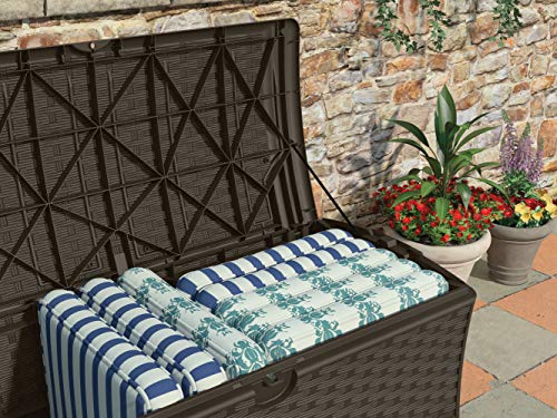 Suncast 72 Gallon Resin Outdoor Patio Storage Box, Java