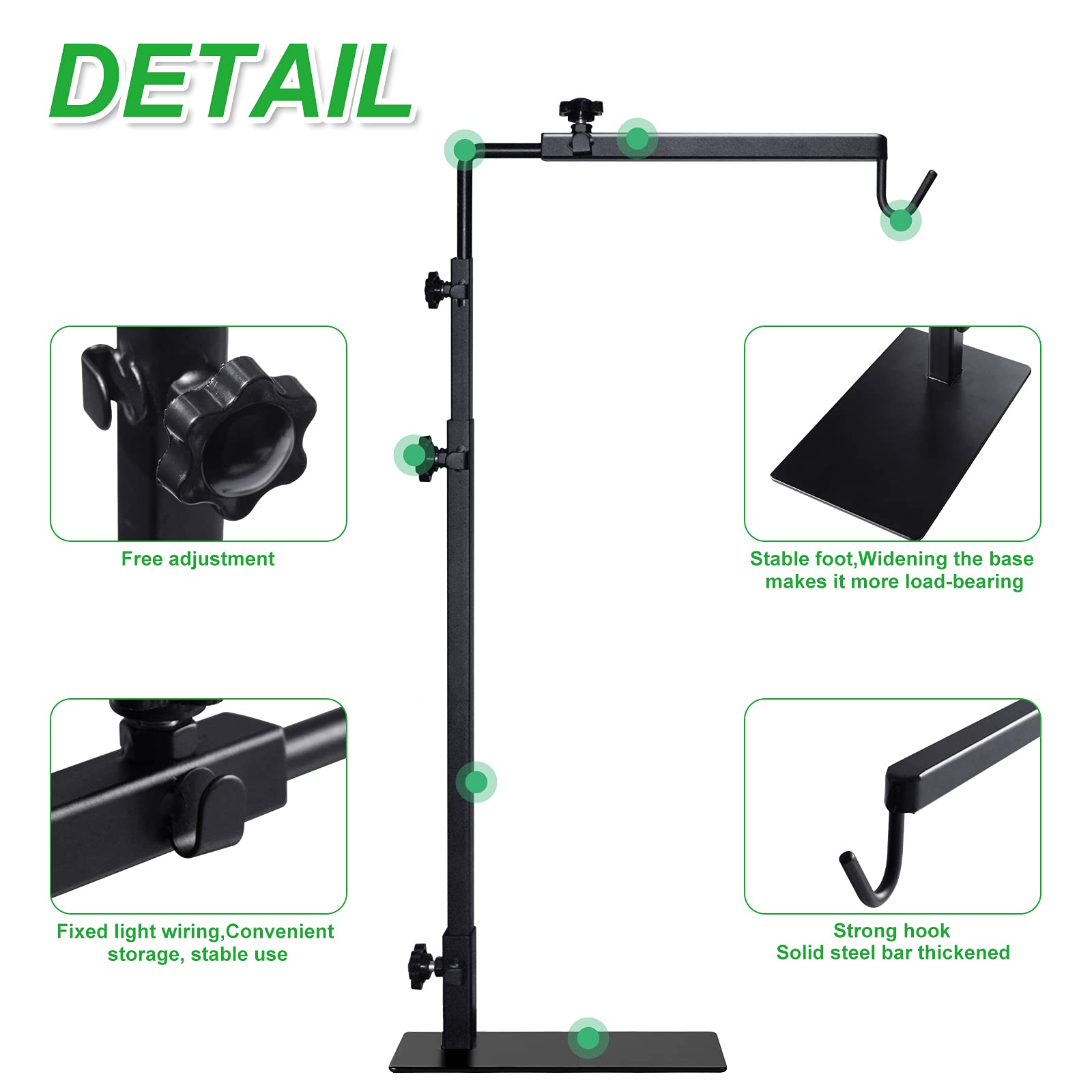 LISINAN Lamp Stand for Reptile Tank/Black Metal Bracket Floor Light Holder Support/Aquarium Light Mount/Terrarium Light Fixture/Snake Tank Decor/Turtle Tank/Chameleon Accessories(L, 12.59" x36.22")