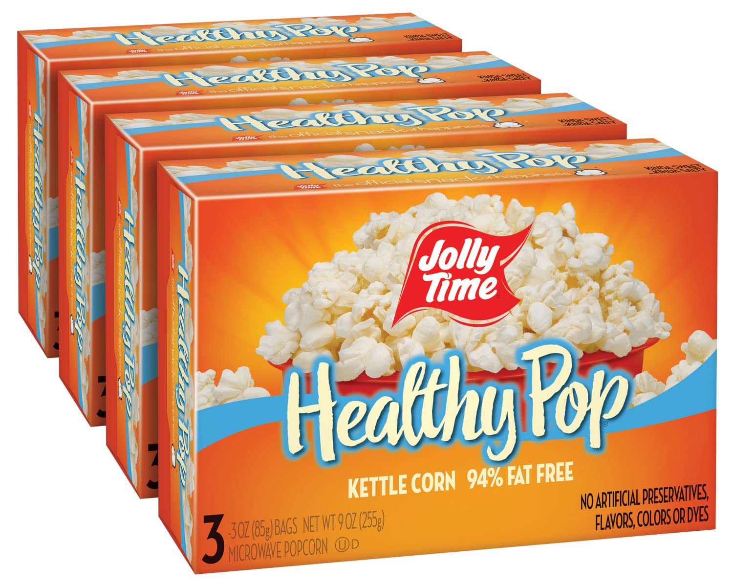 Jolly Time Healthy Pop Microwave Popcorn, Low Fat Gluten Free Non-GMO (Healthy Pop - Kettle Corn, 3 Ounce (Pack of 12))