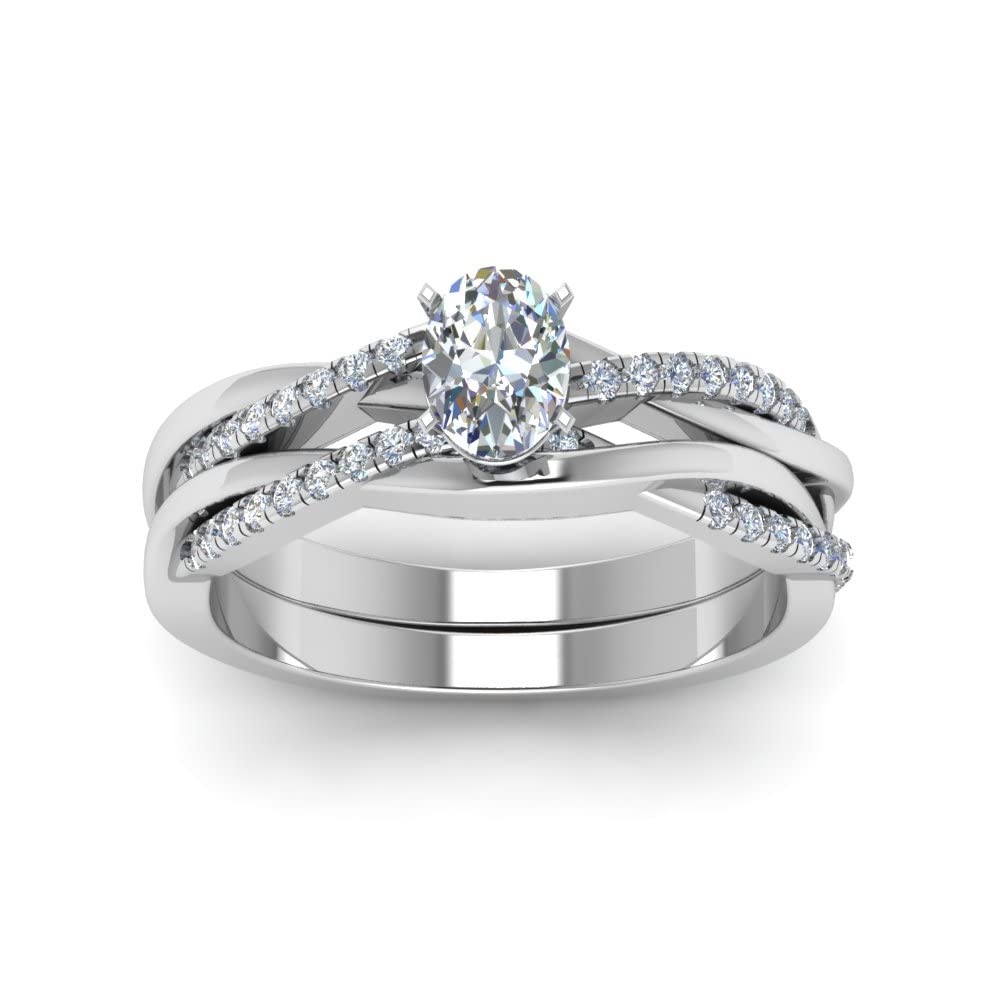 SISGEM Oval Cut Infinity Twist Engagement Rings Set for Women,1.84/2.84 CTW Moissanite Rings Sterling Silver Wedding Engagement Anniversary Bands Set Free Engraved (silver-white)