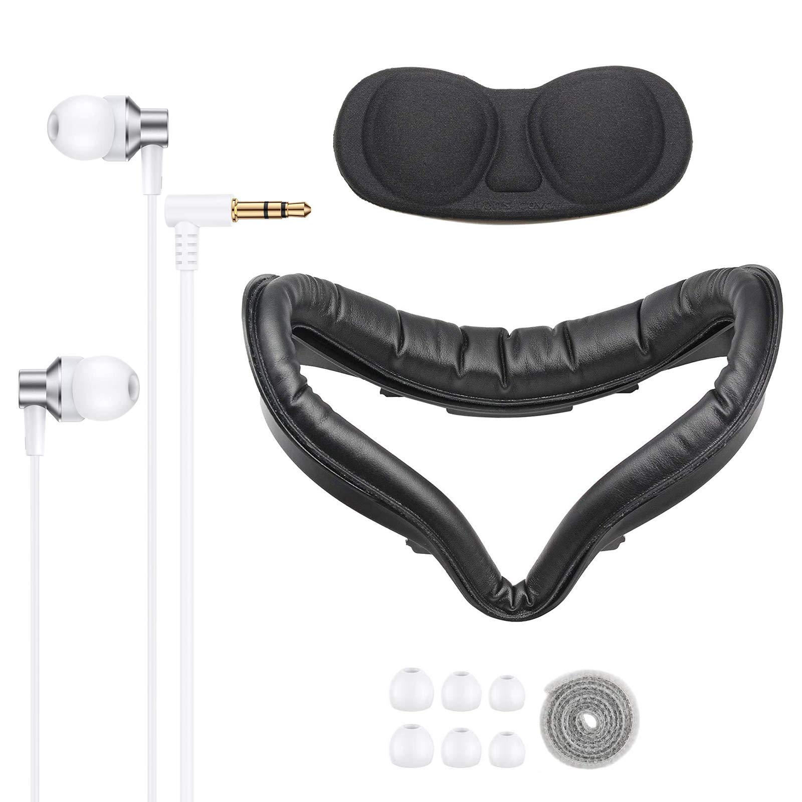 NexiGo VR PU Leather Face Fit Pack & Lens Cover Set for Quest 2, 360 Degree Stereo Gaming Headphones with Custom-Length Short Cable, Sweat & Dust Proof Professional Accessories