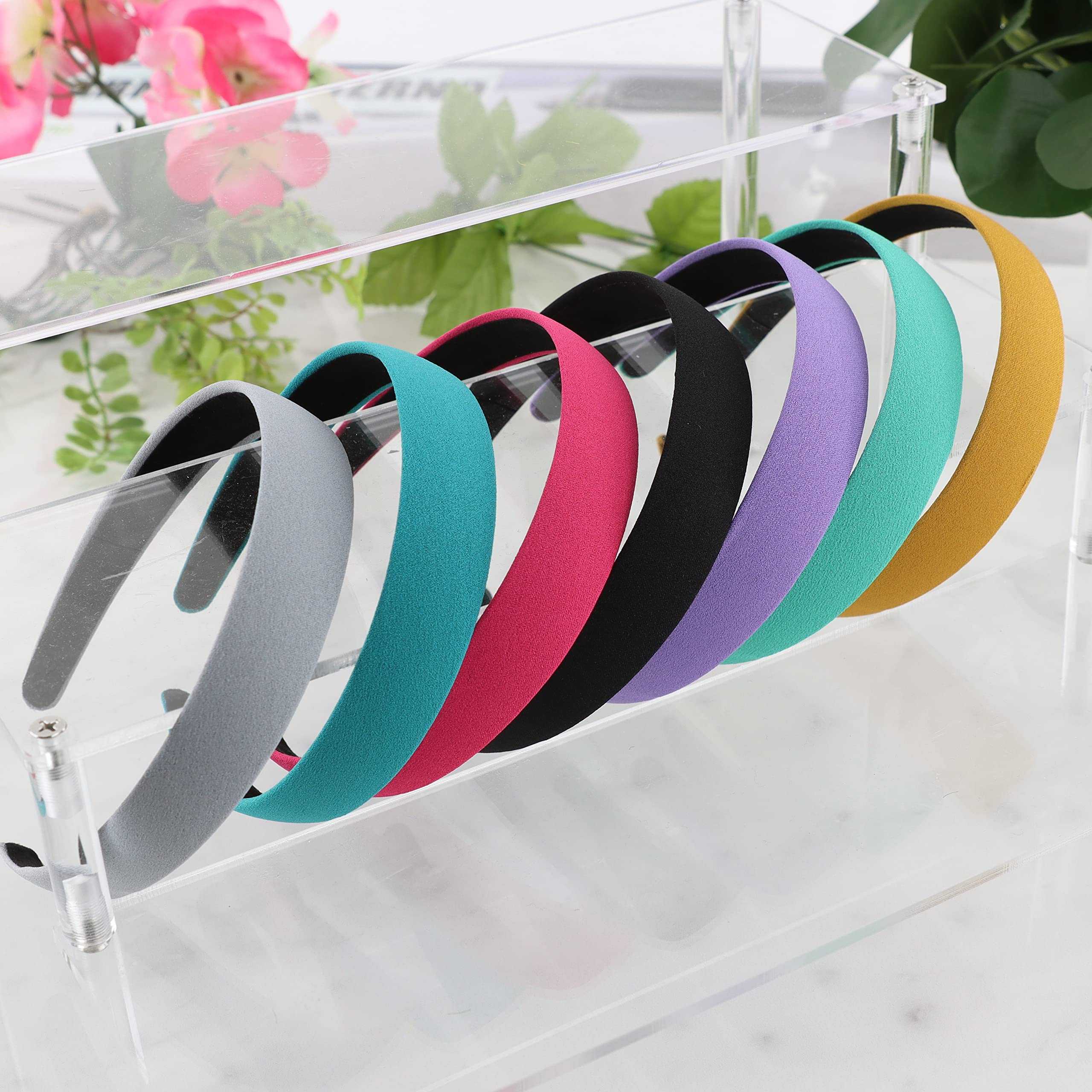 Motique Accessories Black 1 Inch Fabric Headband for Women and Girls