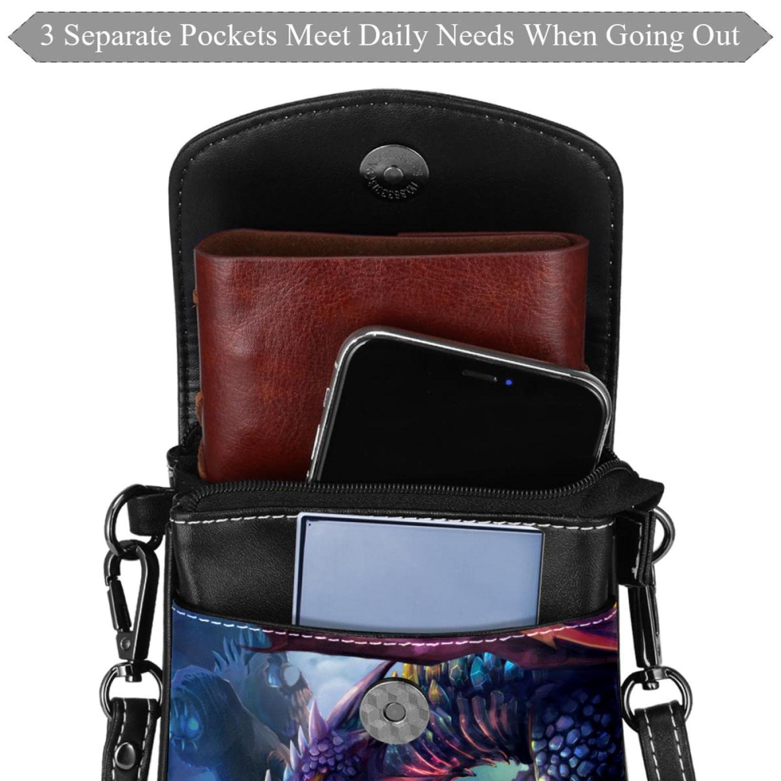 Small Crossbody Bag Purple Dragon Cell Phone Purse Wallet