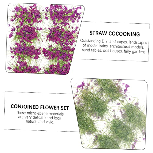 SECFOU 3 Boxes Grass shed Grass Cluster Mini Flower Grass Miniature Flower Tufts Miniature Static Grass Tuft Model DIY Miniature Grass Outdoor Purple Plastic Resin Flower Arrangements