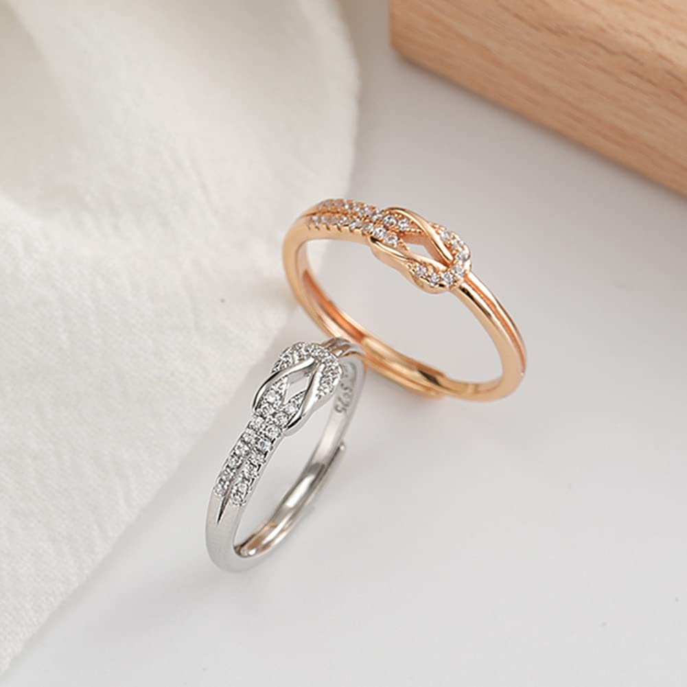 Sisters by Heart Knot Ring 2PCS, Infinity Heart Promise Rings to My Best Friend, Classic Design S925 Ring