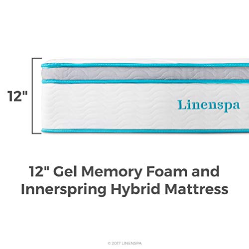 Linenspa 12 Inch Gel Memory Foam Hybrid Mattress - Ultra Plush - Individually Encased Coils - Sleeps Cooler Than Regular Memory Foam - Edge Support - Quilted Foam Cover - Full