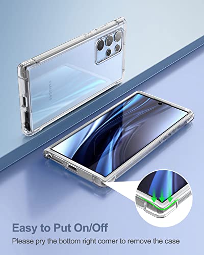SURITCH for Samsung Galaxy S22 Ultra Clear Case 6.8" (Only), [Built-in Screen Protector] Full Body Protective Hard Shell+Soft TPU Phone Case for Samsung S22 Ultra -(Full Clear)