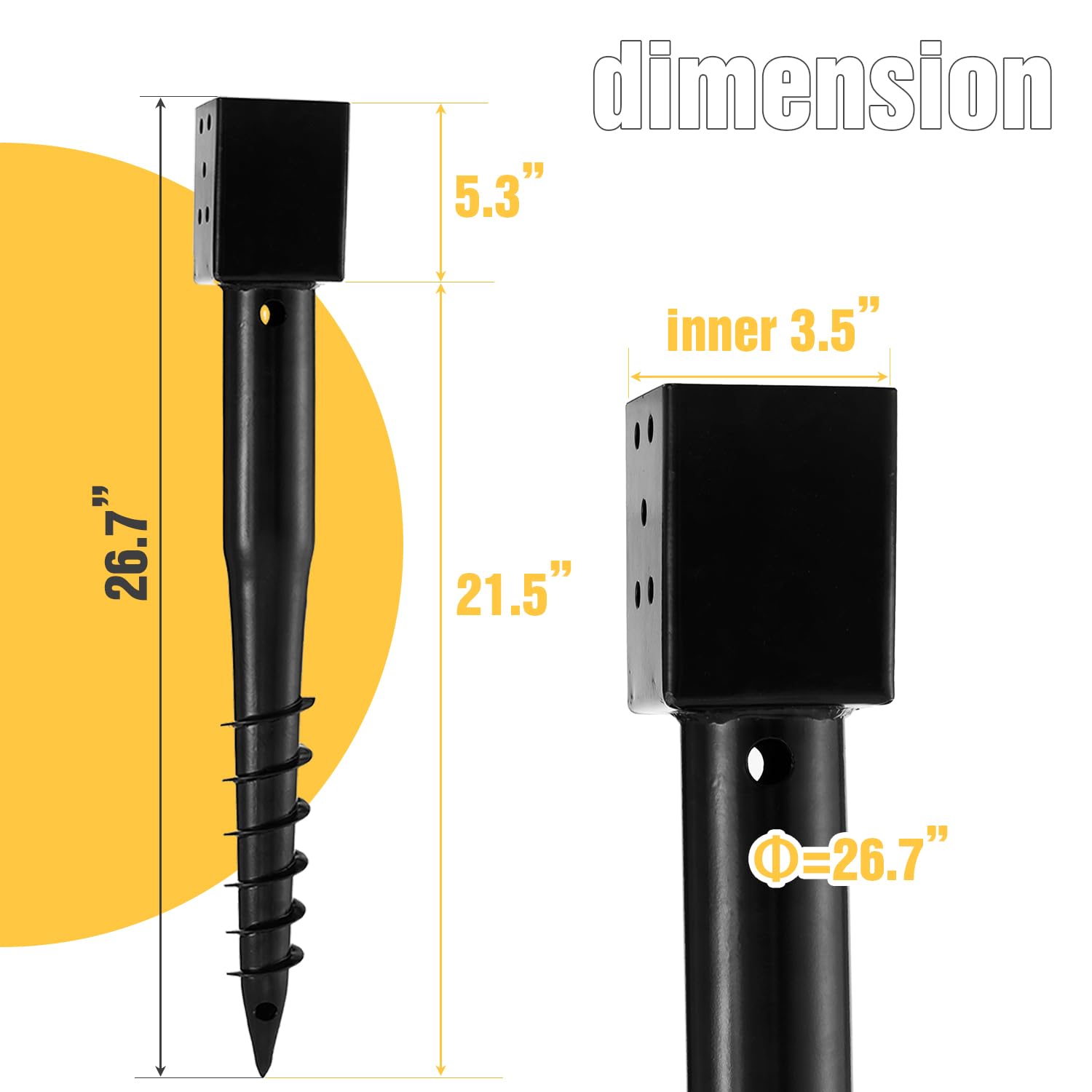 LADECH Premium No Dig Ground Anchor β DIY Screw in Post Stake β 27 Inch β Fits Standard 4x4 Post (3.5" X 3.5" Inch) β Great for Mailbox Posts and Fence Posts (Set of 1)