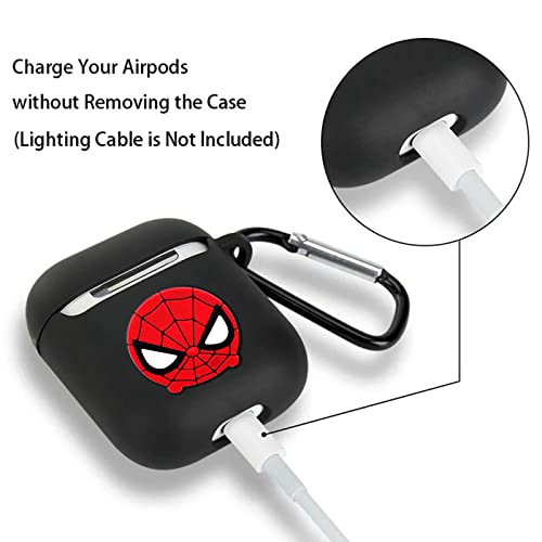 Surmoler for Airpods 1&2 Case Earphone Accessories Protective Silicone Case Cover with Free Keychain for Airpods 1&2 Charging Case(red and Black)