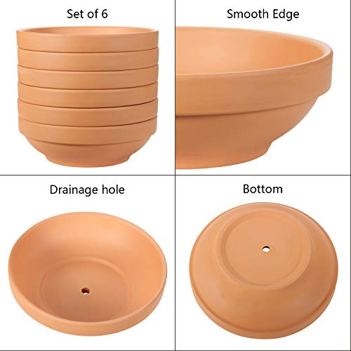 Terra Cotta Pots, Laergin 6.43 Inch Shallow Terra Cotta Clay Pots with Drain Hole Terra Cotta Plant Pot with Drainage Hole, Ceramic Plant Pots for Indoor/Outdoor Plants(6 Pack)