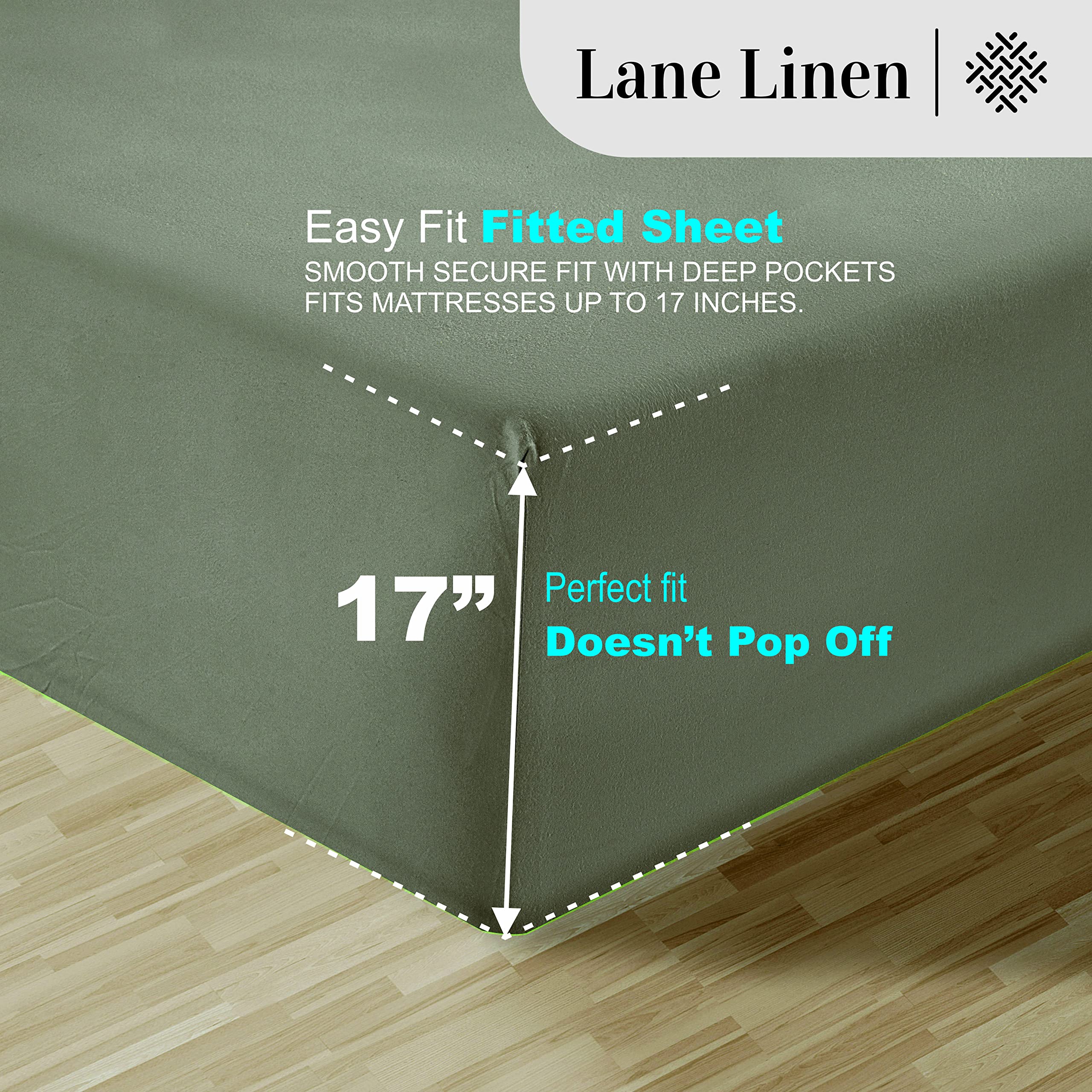 LANE LINEN 100% Egyptian Cotton Queen Sheet Set (4 Pc) - 1000 Thread Count - Sateen Weave – Luxury Hotel Bedding – Ultra Soft Queen Size Sheets Set – Bed Sheets with 16” Deep Pocket – Charcoal