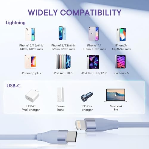 iPhone Charger [Apple MFi Certified] 3pack 10FT Long Lightning Cable Fast Charging High Speed Data Sync USB Cable Compatible iPhone 14/13/12/11 Pro Max/XS MAX/XR/XS/X/8/7 Plus and More(Black White)