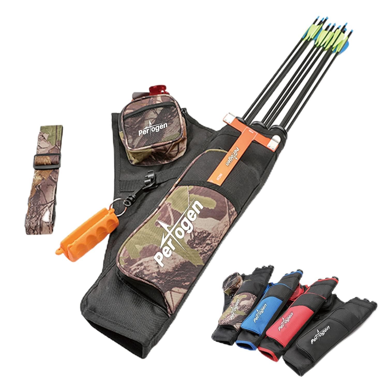 Perogen 3-Tube Compact Hip Target Quiver Holder Bow Belt Waist Hanged Archery Quiver (Black)