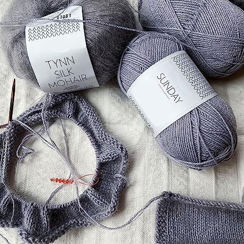 Yarn Ave 100% Merino Wool Soft Fingering Weight Warm Thin Yarn for Knitting Crocheting Audult Children Babies Sweaters Pullovers Cardigans Vests 50g/1.76oz (#6707)