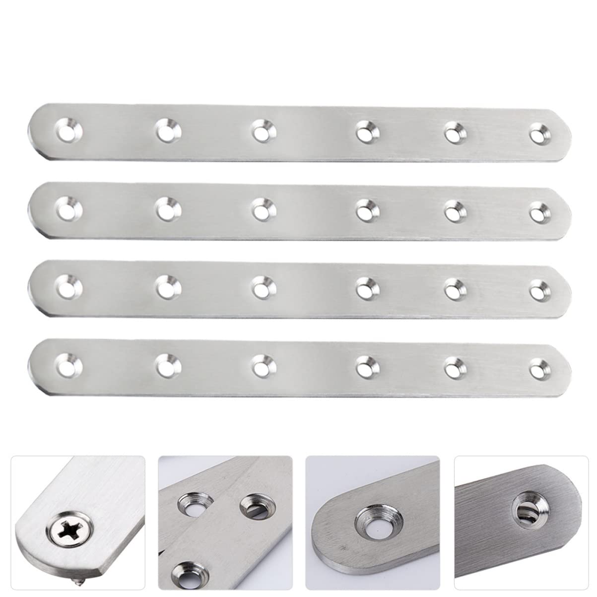 VILLCASE 4pcs Stainless Steel Connection Heavy Duty Shelving Flat Mending Plate Stainless Steel Corner Shelf Support Heavy Duty Shelf Brackets Heavy-duty Bracket Metal Corner Bracket