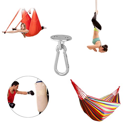 Lind Kitchen 2-Pack M6 Ceiling & Wall Mount Hanging Hardware Fitting Set 304 Stainless Steel Heavy Duty Round Pad Eye Hook Plate + Snap Hook for Yoga Hammock Swing Marine Boat Application