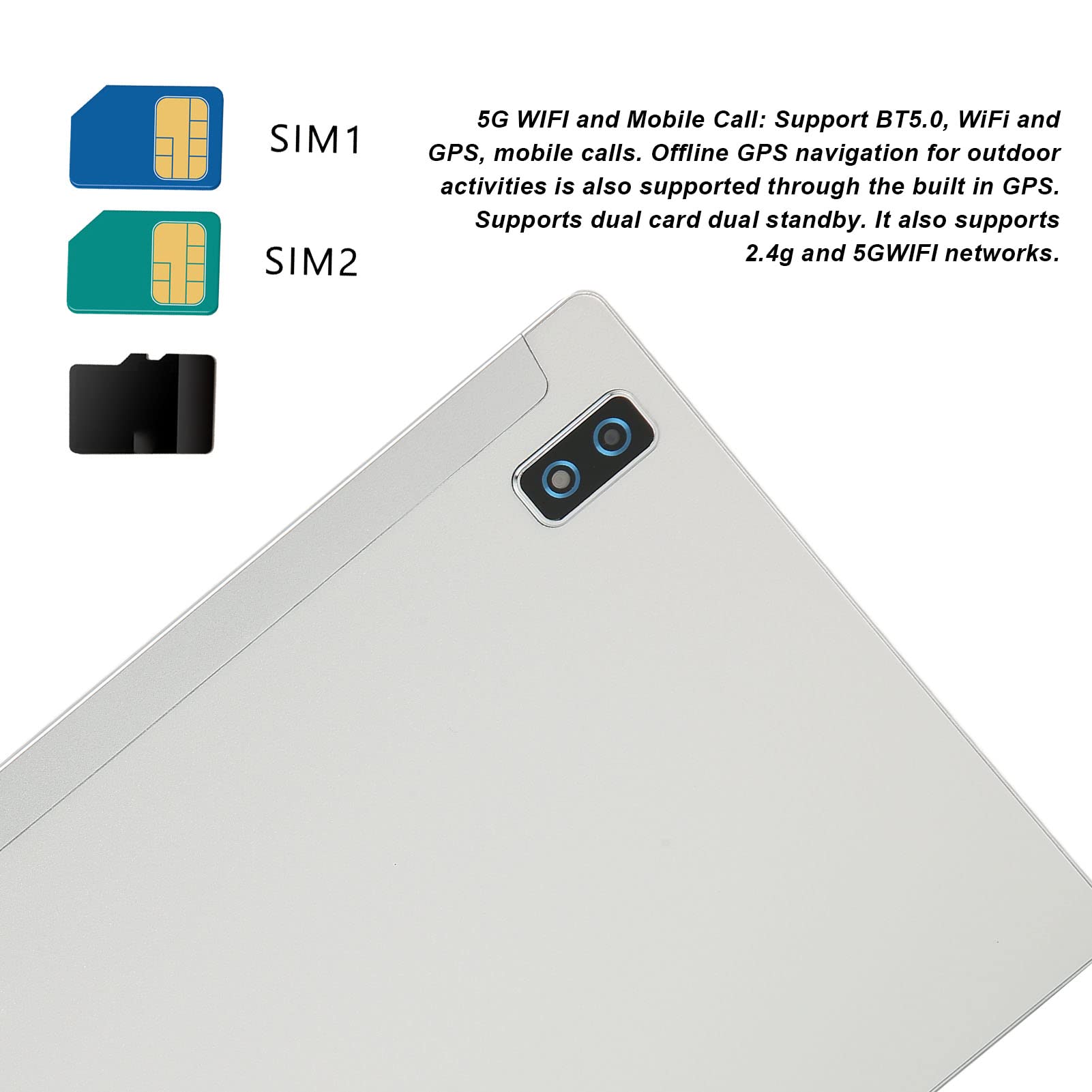 VINGVO Gaming Tablet, Octa Core 100 to 240V 8GB RAM 256GB ROM 10.1in Tablet for Office (US Plug)