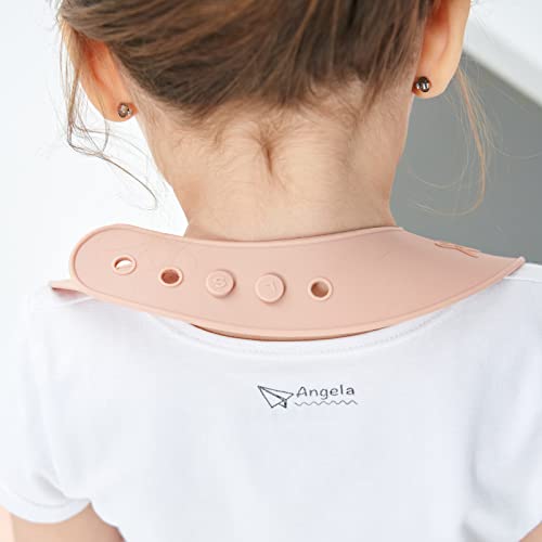 vuminbox Silicone Baby Bib with 2 Holes for Paper Towel, Adjustable Fit Waterproof Soft Bibs for Babies & Toddlers (10-72 Months) (Cigar + Light Orange + White Snow)