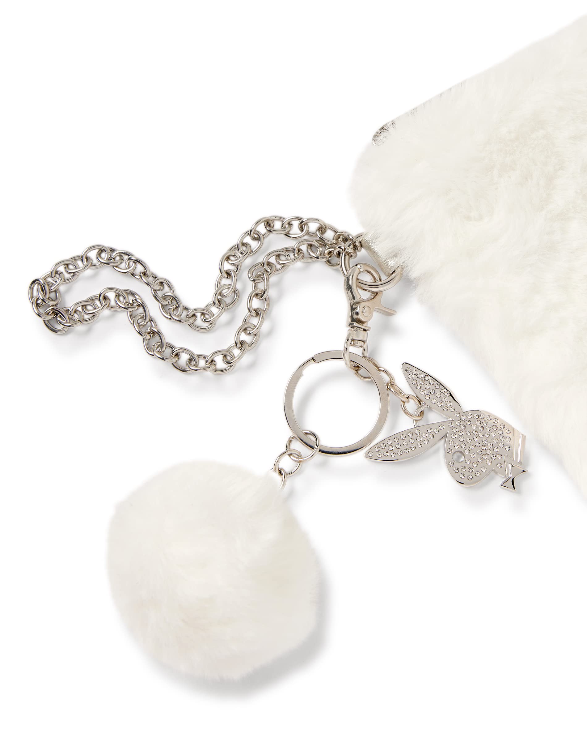 Spencer's White Furry Playboy Wristlet