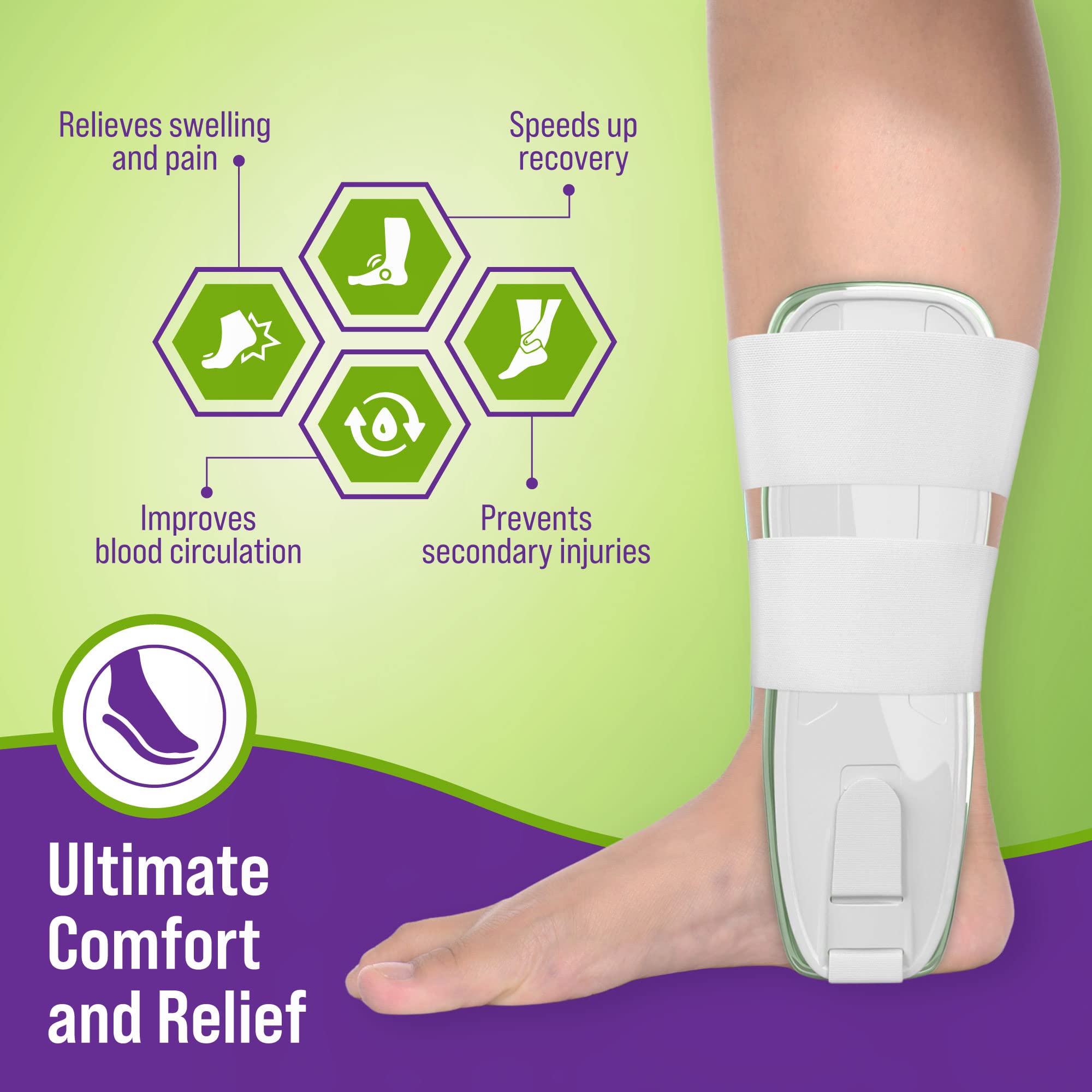 MARS WELLNESS Premium Air Gel Ankle Stirrup Brace - Ankle Brace Stabilizer With Air & Gel Cold Therapy - One Size Fits All - Stabilizing Ankle Splint