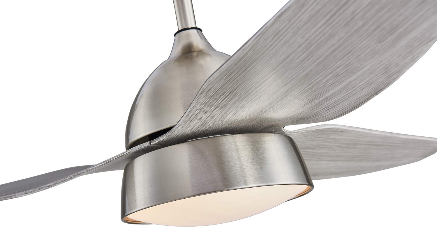 LAMPSMORE 52 Inch Indoor Ceiling Fan With Lights,Nickel Ceiling Fan Light Kit For Bedroom,Modern Ceiling Fan With Remote,Industrial Ceiling Fan With 3 Blades
