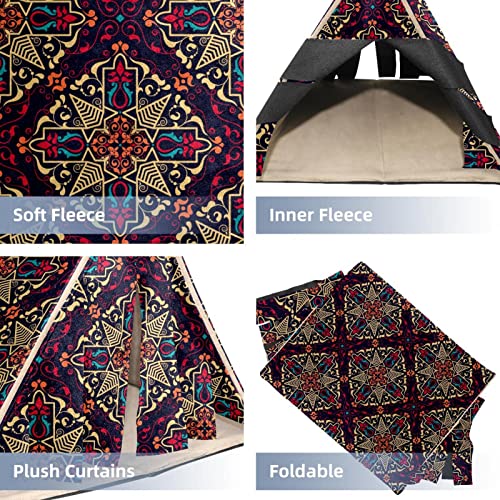 Y-DSIWX Guinea Pig House Bed, Rabbit Large Hideout, Small Animals Nest Hamster Cage Habitats Art Mandala Purple