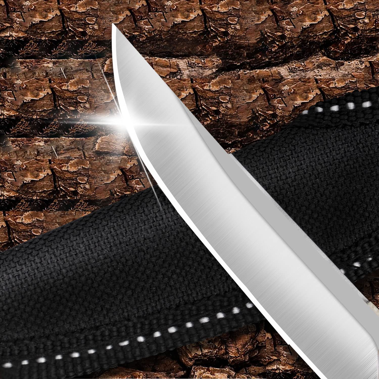 liuliang1 6.1'' Full Tang Straight Edge Tactical Knife with Sheath Survival Hunting EDC Tactical Knife for Outdoor Camping,Fishing