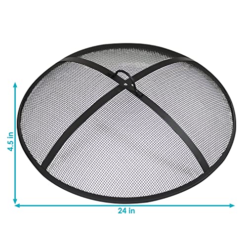Sunnydaze Heavy-Duty Steel Mesh Fire Pit Spark Screen with Handle - 24-Inch Diameter