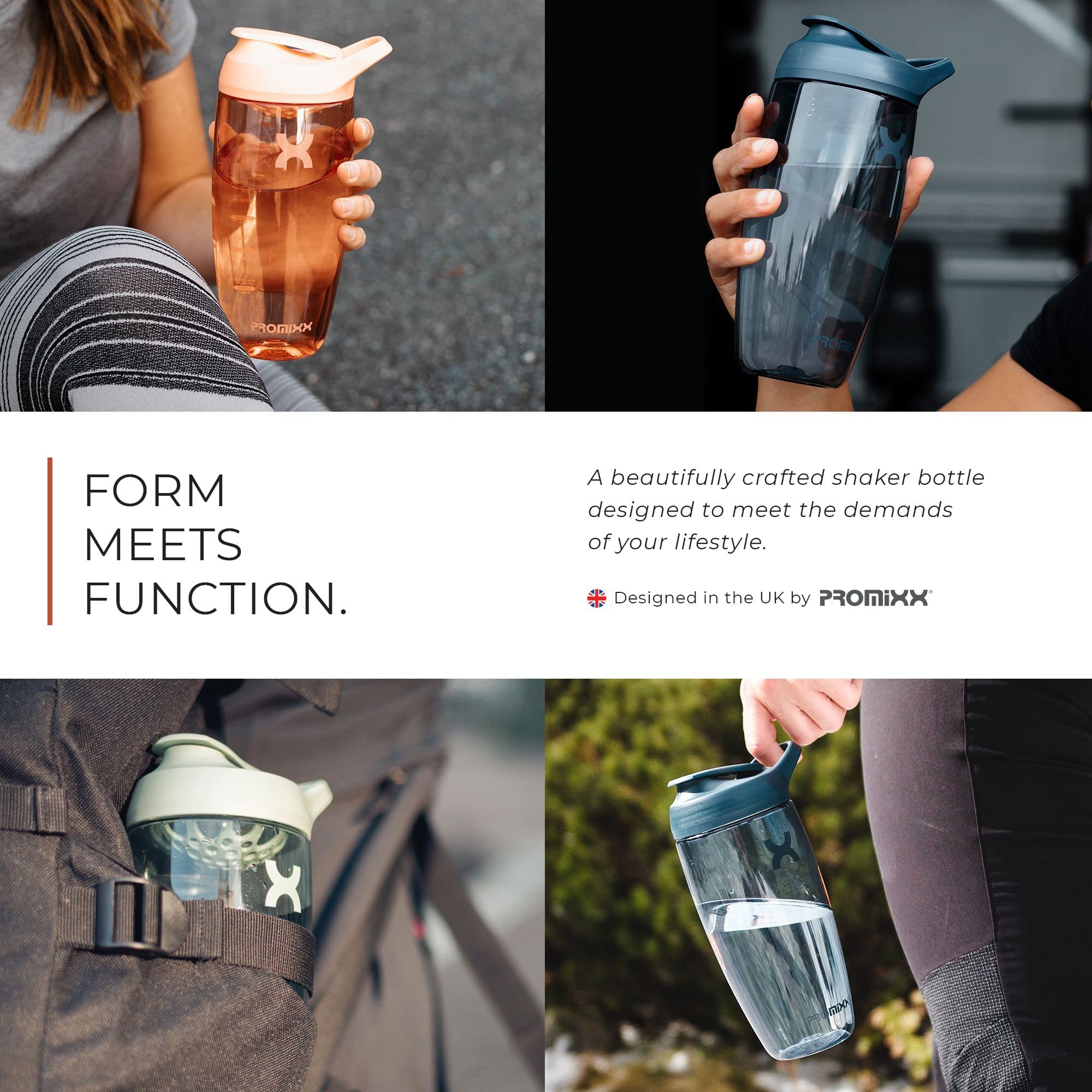 Promixx PURSUIT Protein Shaker Bottle β Premium Sports Blender Bottles for Protein Mixes and Supplement Shakes β Easy Clean, Durable Protein Shaker Cup