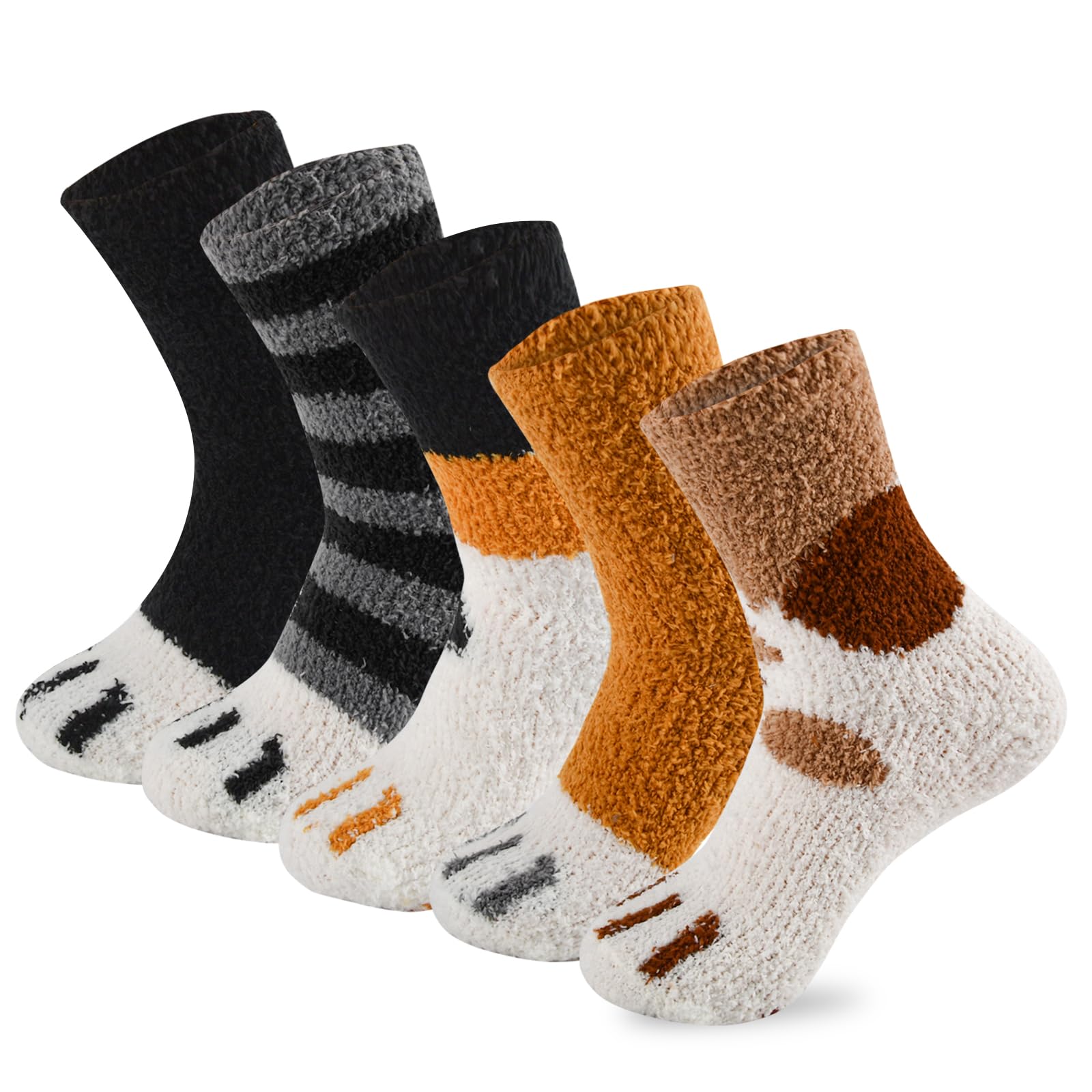 Lisacool 5 Pairs Womens Wool Socks - Winter Warm Socks - Thick Thermal Knit Vintage Cozy Crew Soft Socks Gifts for Women