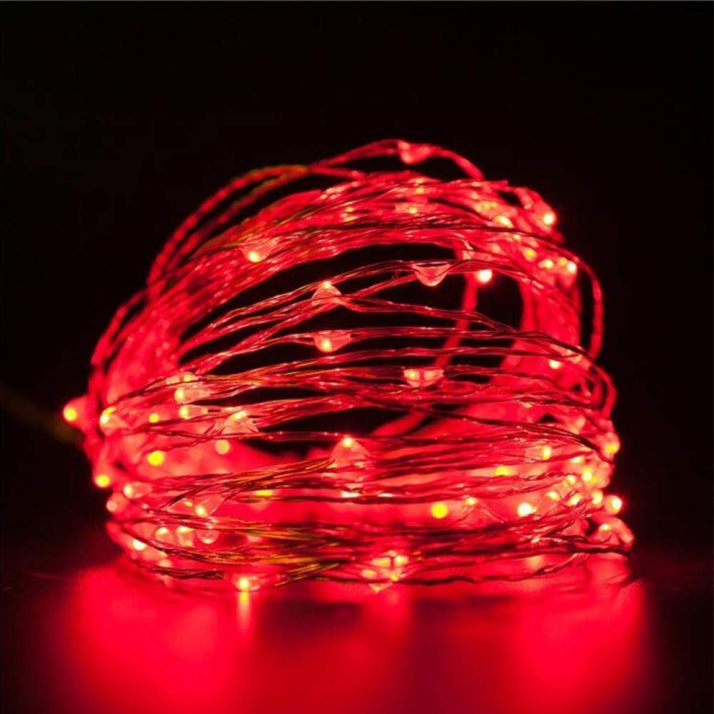 MAOKOT Solar String Lights, 72ft 8 Modes 200 LED Red Solar Fairy Lights, Outdoor Copper Wire Solar Powered String Lights, Waterproof Decorative Lighting for Wedding Homes Christmas(Red)