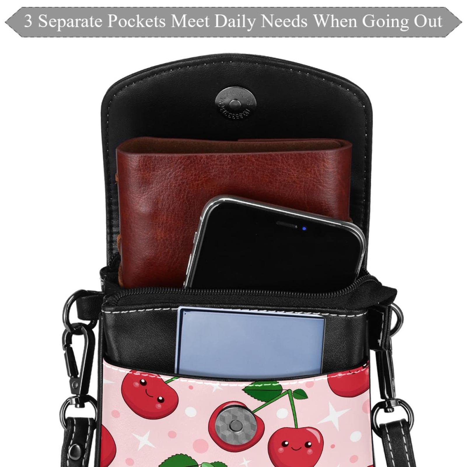 Small Crossbody Bag Cherry Cell Phone Purse Wallet
